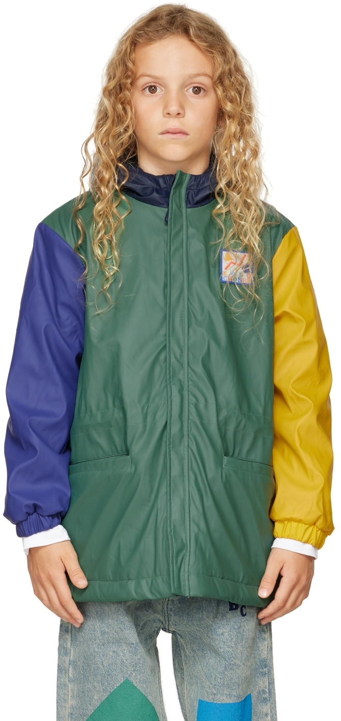 Bobo Choses Kids Green Colorblock Raincoat Bobo Choses