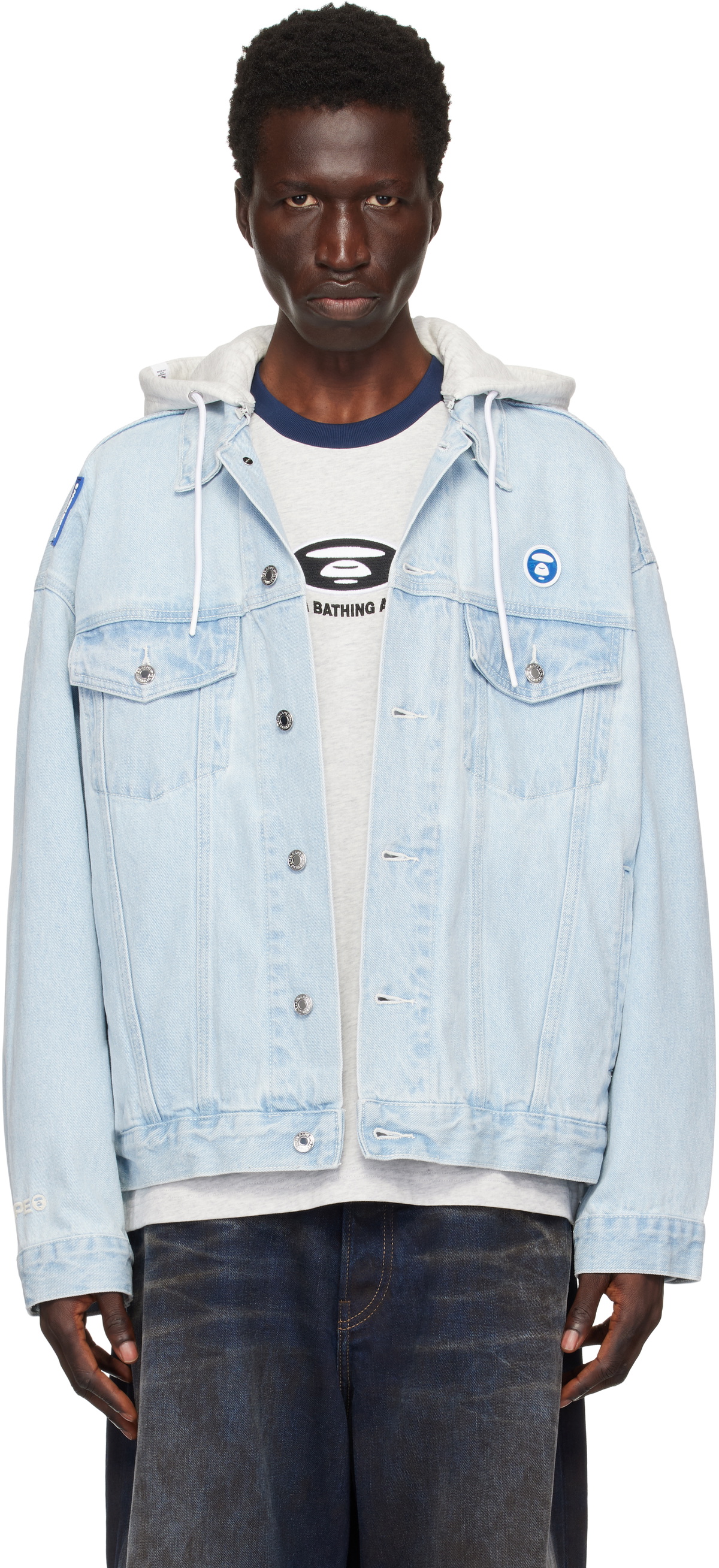 AAPE by A Bathing Ape Blue 'AAPE Now' Lightweight Denim Jacket AAPE by ...