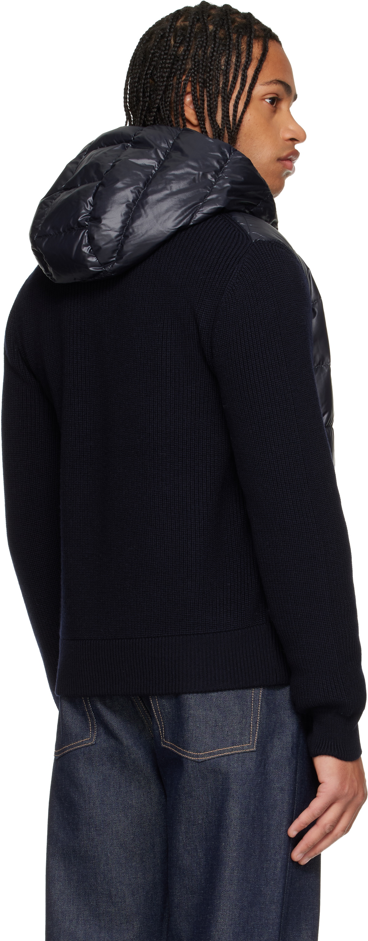 Moncler Navy Padded Wool Zip-Up Down Jacket Moncler