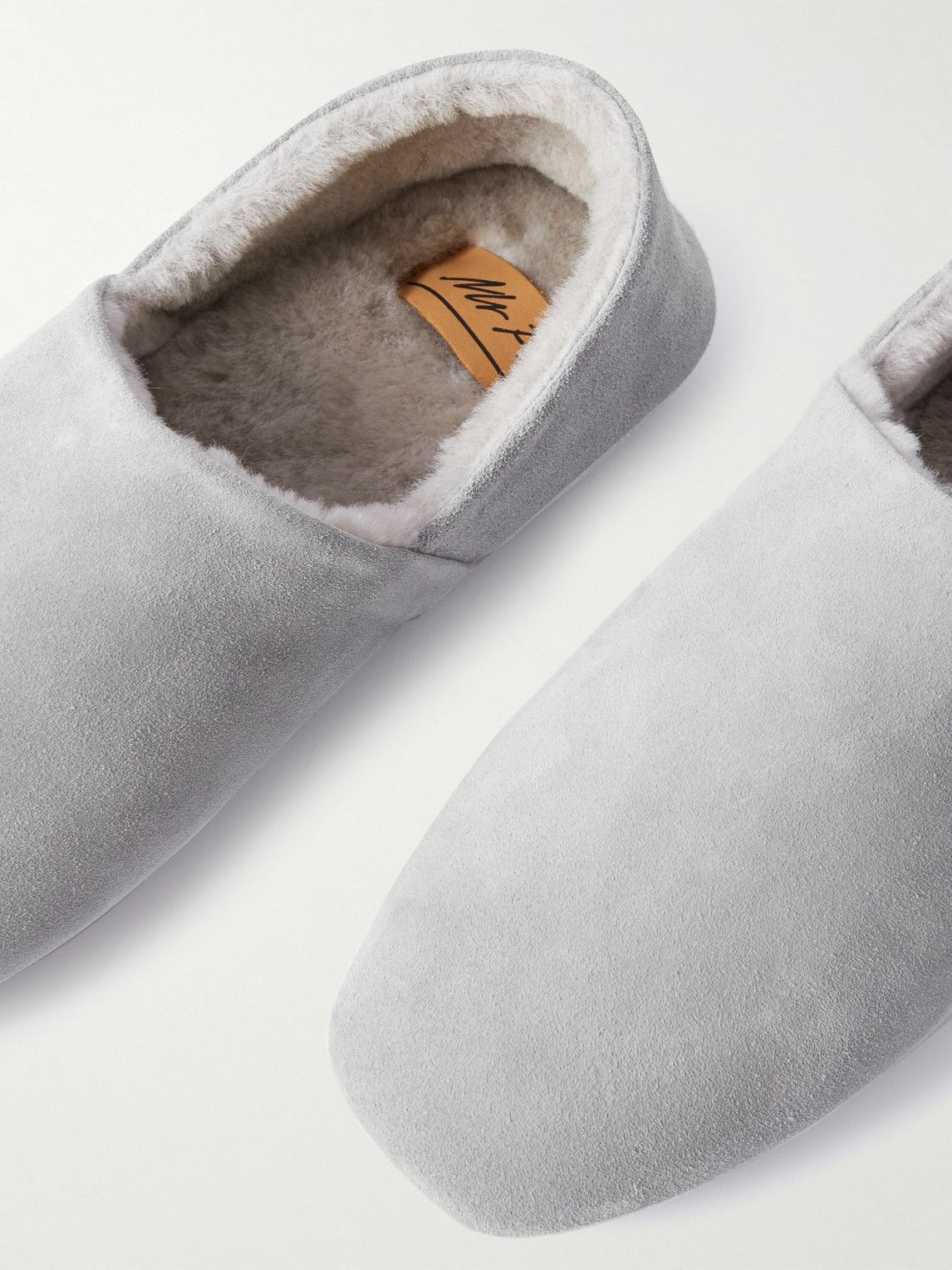 Mr P. - Shearling-Lined Suede Slippers - Gray Mr P.