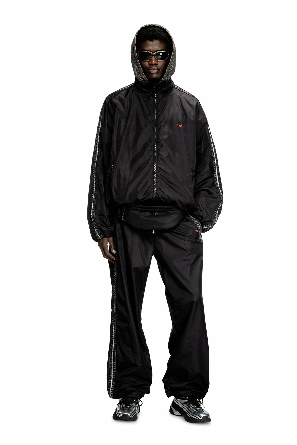 Diesel Nylon track jacket with denim bands - Jackets Mens in To Be ...