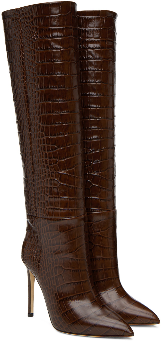 Paris Texas Brown Croc Stiletto Boots Paris Texas