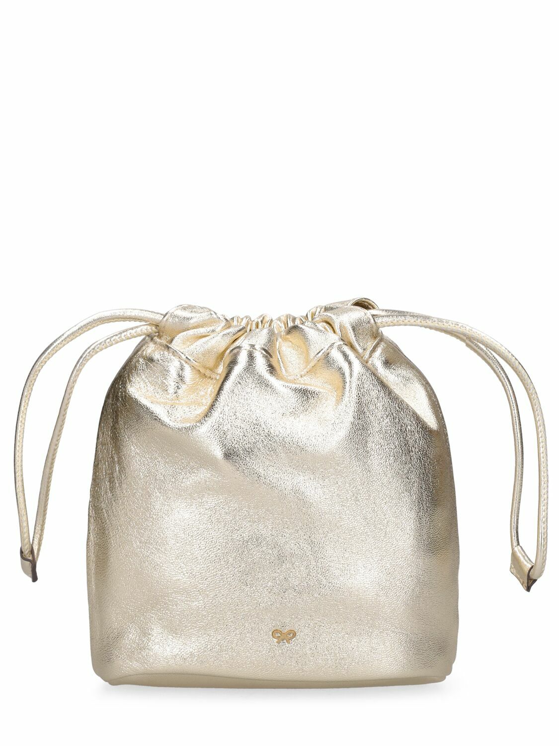 ANYA HINDMARCH - Drawstring Eyes Metallic Leather Pouch Anya Hindmarch