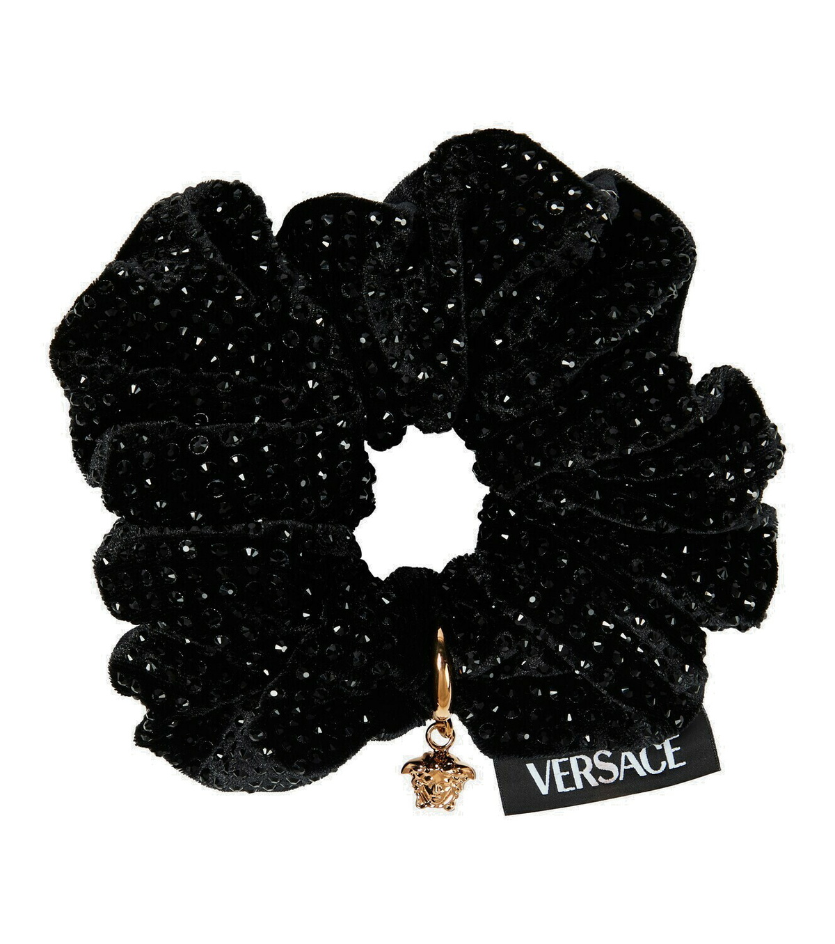 Versace - Medusa velvet embellished scrunchie Versace