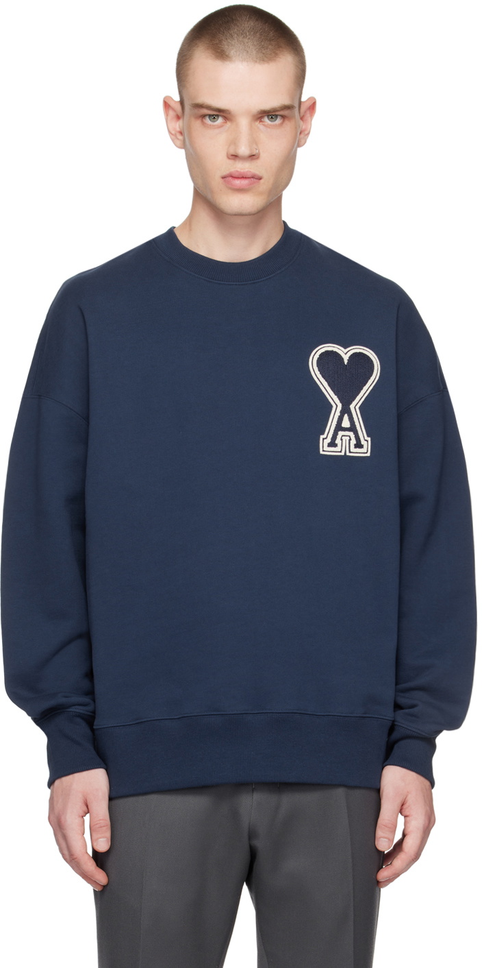 AMI Paris SSENSE Exclusive Blue Ami de Cœur Sweatshirt AMI