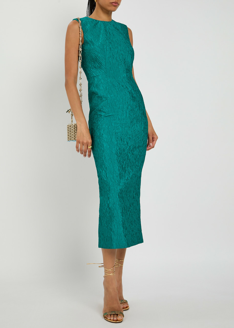 Roksanda Surah Cloqué Midi Dress Green Roksanda