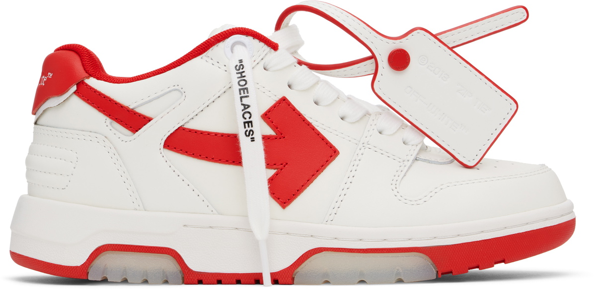 Off-White White & Red Out Of Office Calf Leather Sneakers Off-White