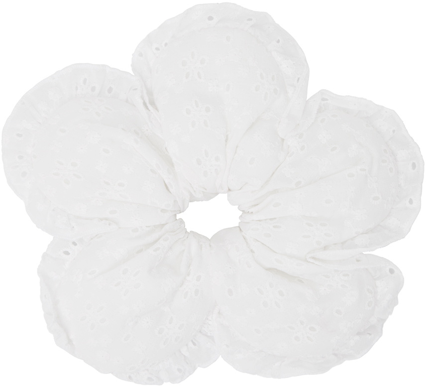 Sandy Liang SSENSE Exclusive White Flower Power Scrunchie Sandy Liang