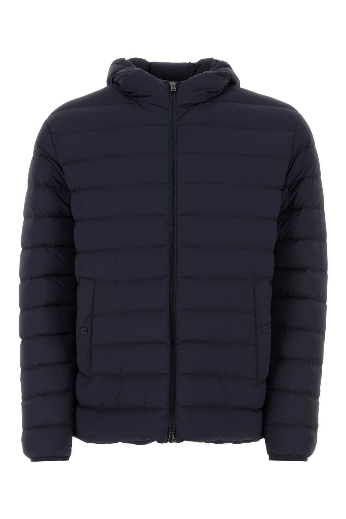 Herno Navy Blue Stretch Nylon Down Jacket Herno