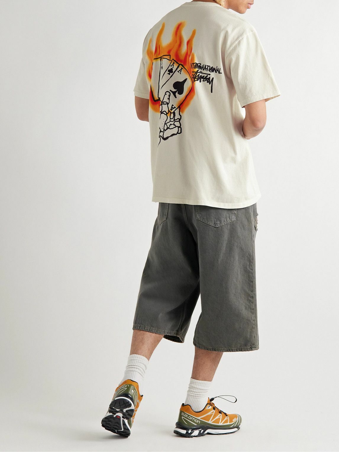 Stussy - Read Em 'N' Weep Printed Cotton-Jersey T-Shirt - Neutrals Stussy