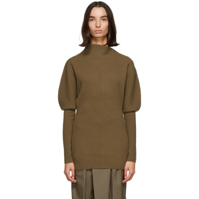 LOW CLASSIC Khaki Wool Asymmetric Sweater Low Classic