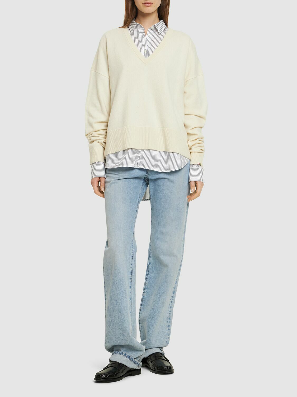 EXTREME CASHMERE - Clash Cashmere Blend V Neck Sweater extreme cashmere