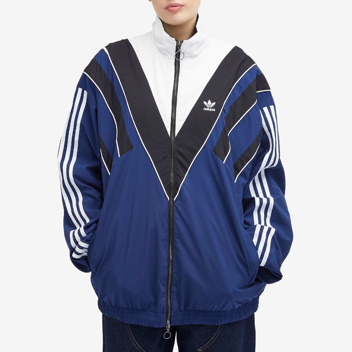 Adidas Women's Rasant Oversized Zip Off Track Top in Dark Blue adidas