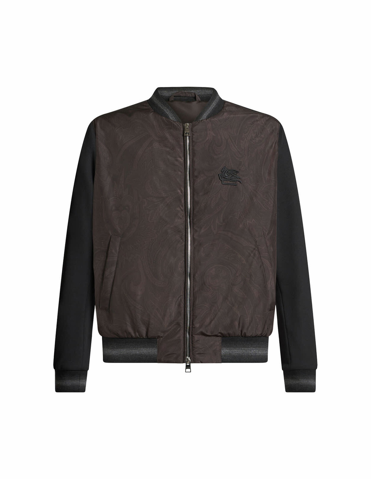 Etro Black Paisley Bomber Jacket With Logo Etro