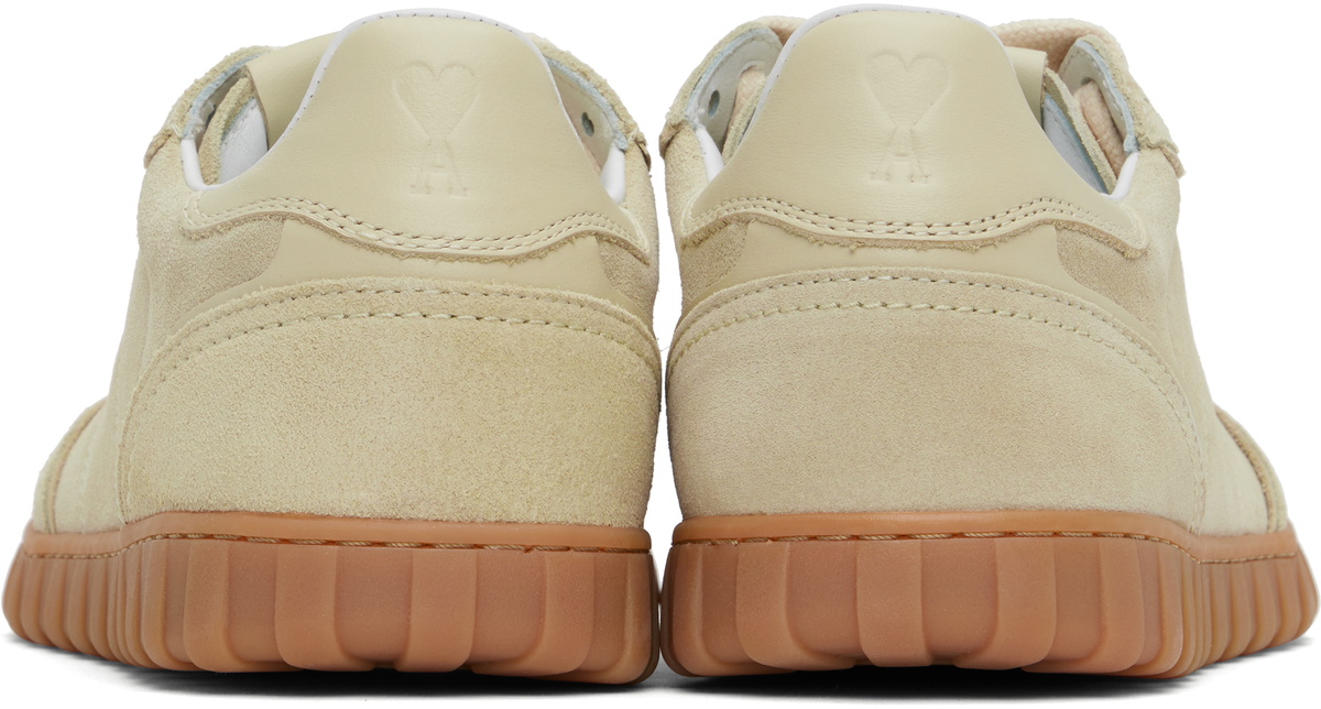 AMI Paris Beige Leather Low Top Step Sneakers AMI