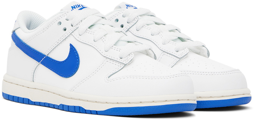 Nike Kids White & Blue Dunk Low Little Kids Sneakers Nike