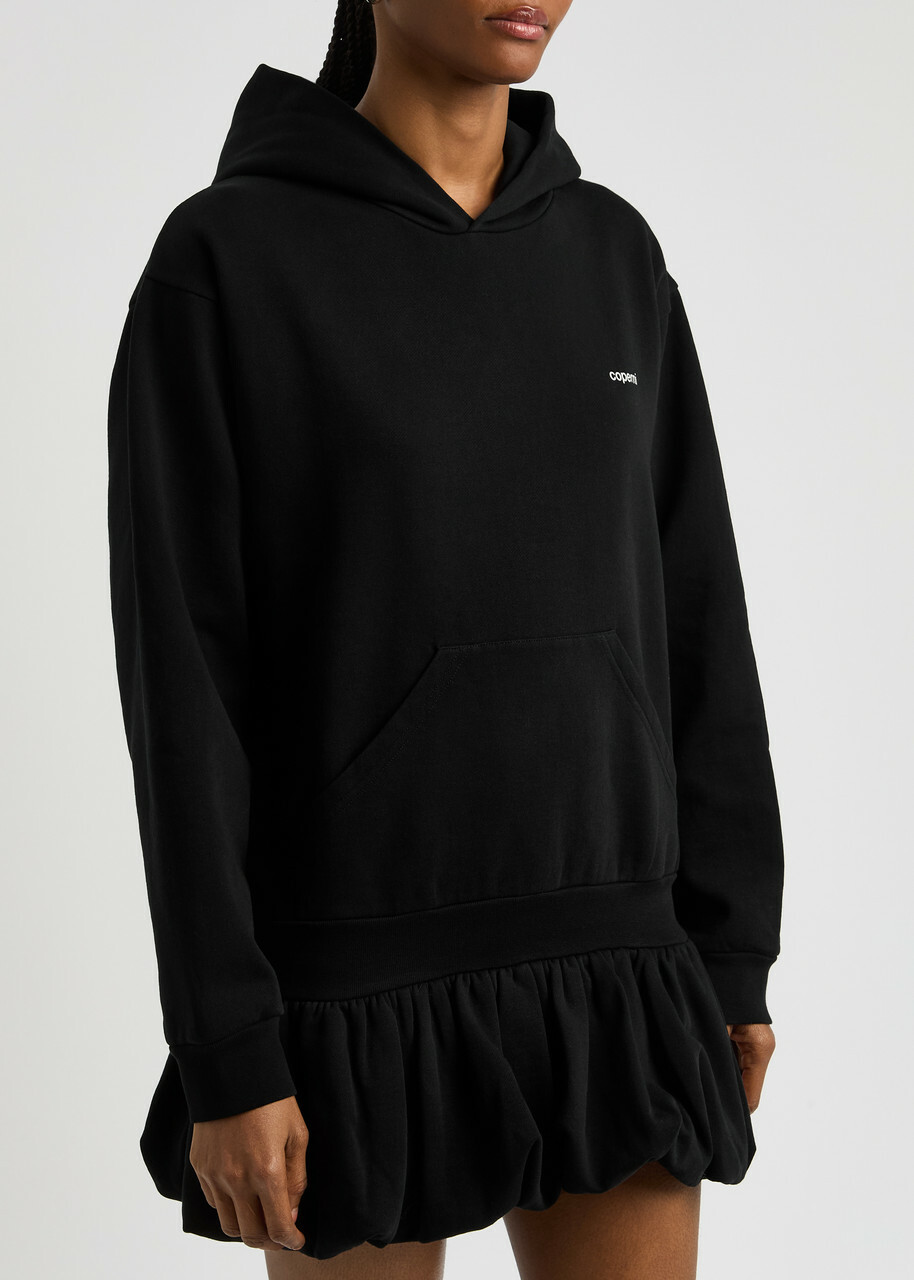 Coperni Basque Logo Hooded Cotton Mini Dress Black Coperni