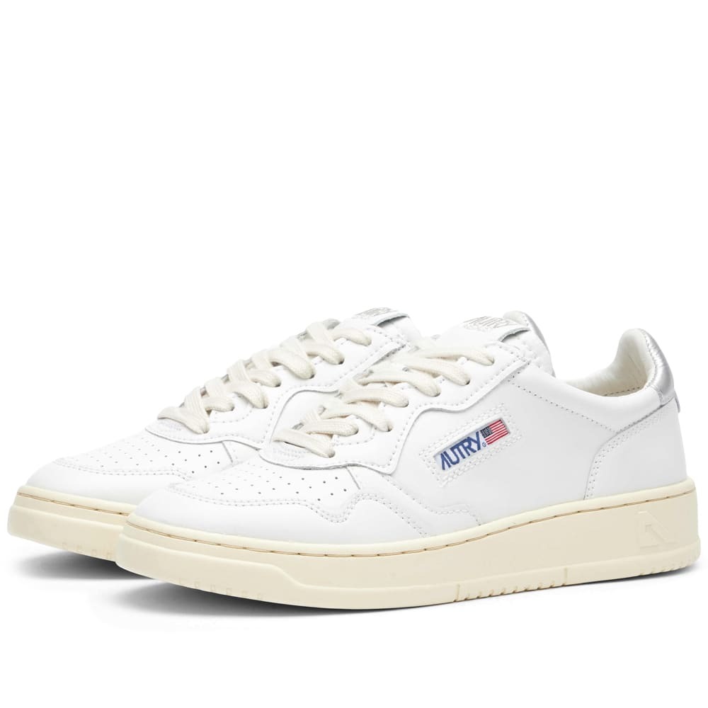 Autry Women's Medalist Low Sneakers in White/Silver Autry