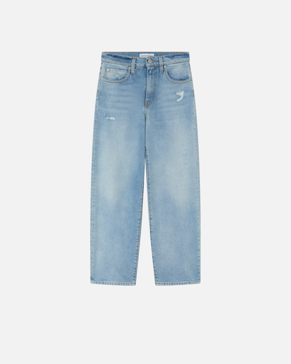 Pinko Jeans With Relaxed Rips Light Vintage Wash Pinko