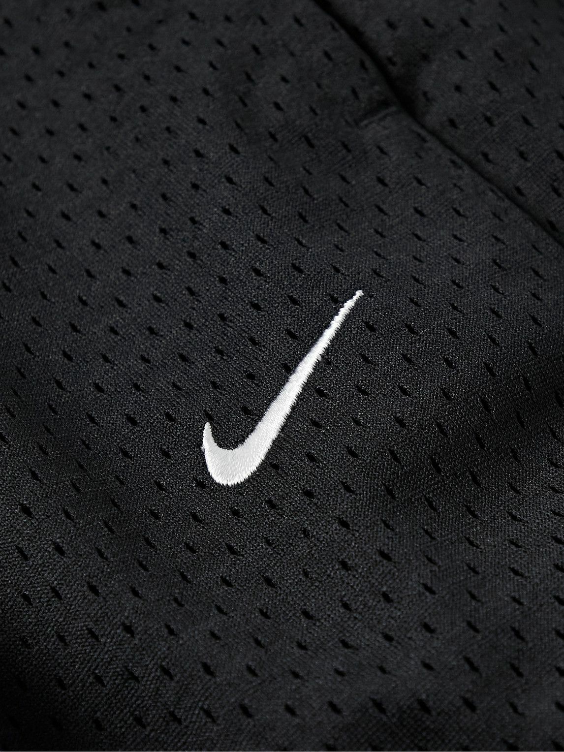 Nike - Straight-Leg Logo-Embroidered Mesh Drawstring Shorts - Black Nike