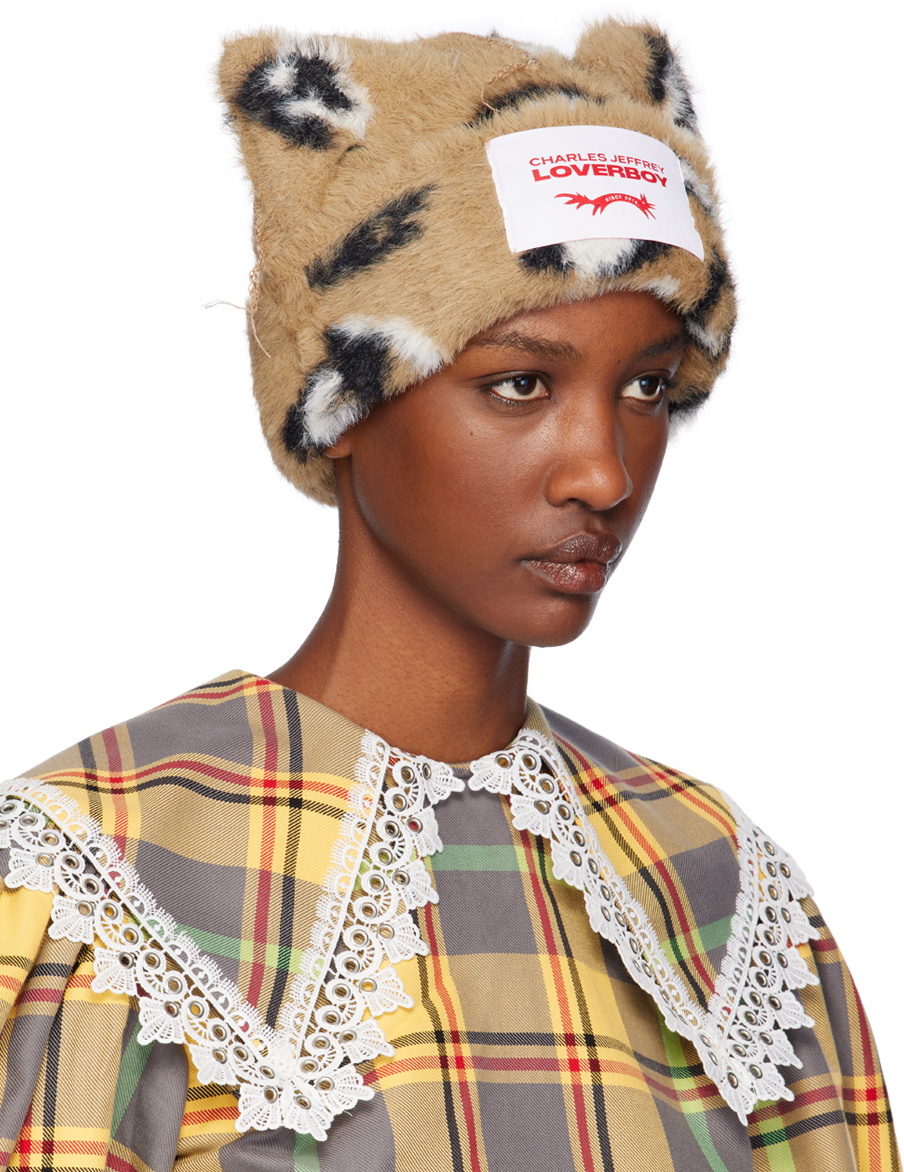 Charles Jeffrey LOVERBOY Brown Fluffy Chunky Ears Beanie Charles ...