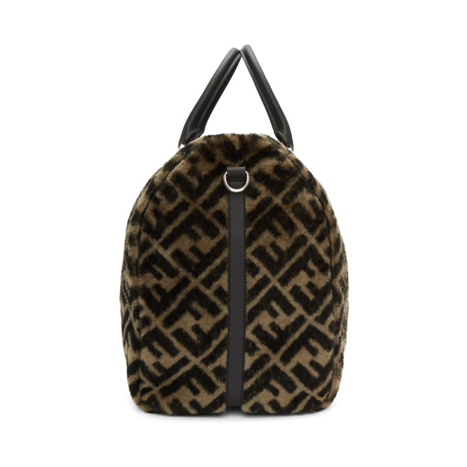 Fendi Beige and Black Shearling Forever Fendi Duffle Bag Fendi