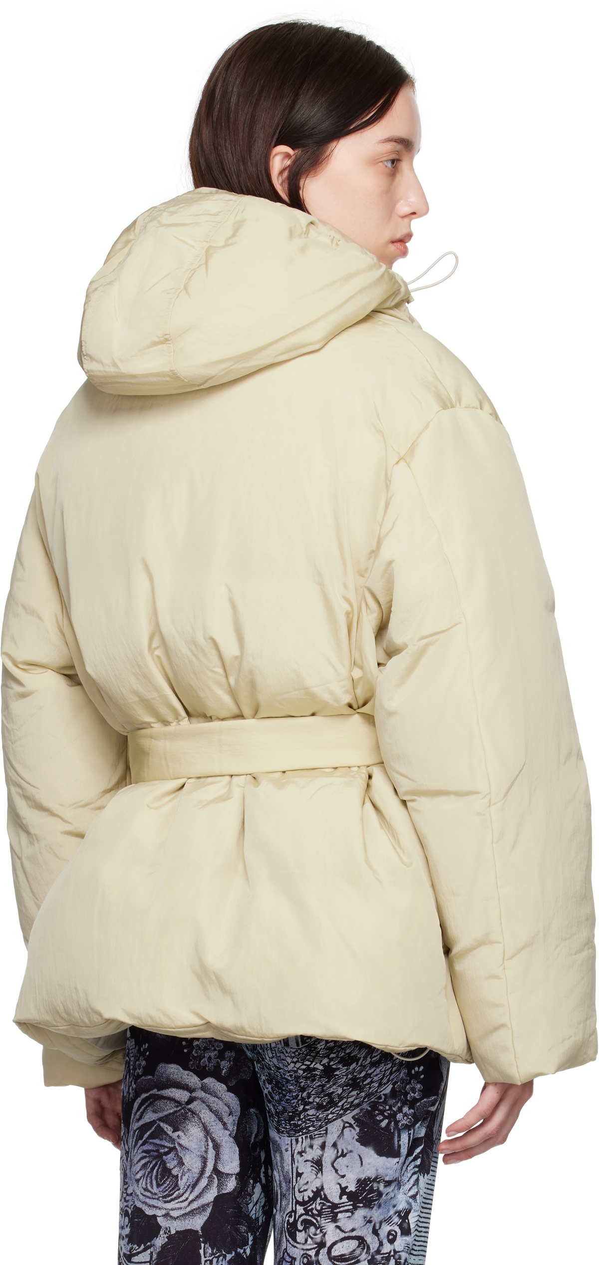 Acne Studios Off-White Belted Down Jacket Acne Studios
