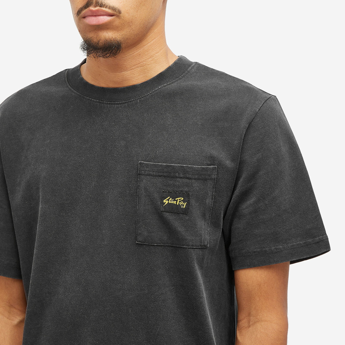 Stan Ray Men's Patch Logo Pocket T-Shirt in Washed Black Stan Ray