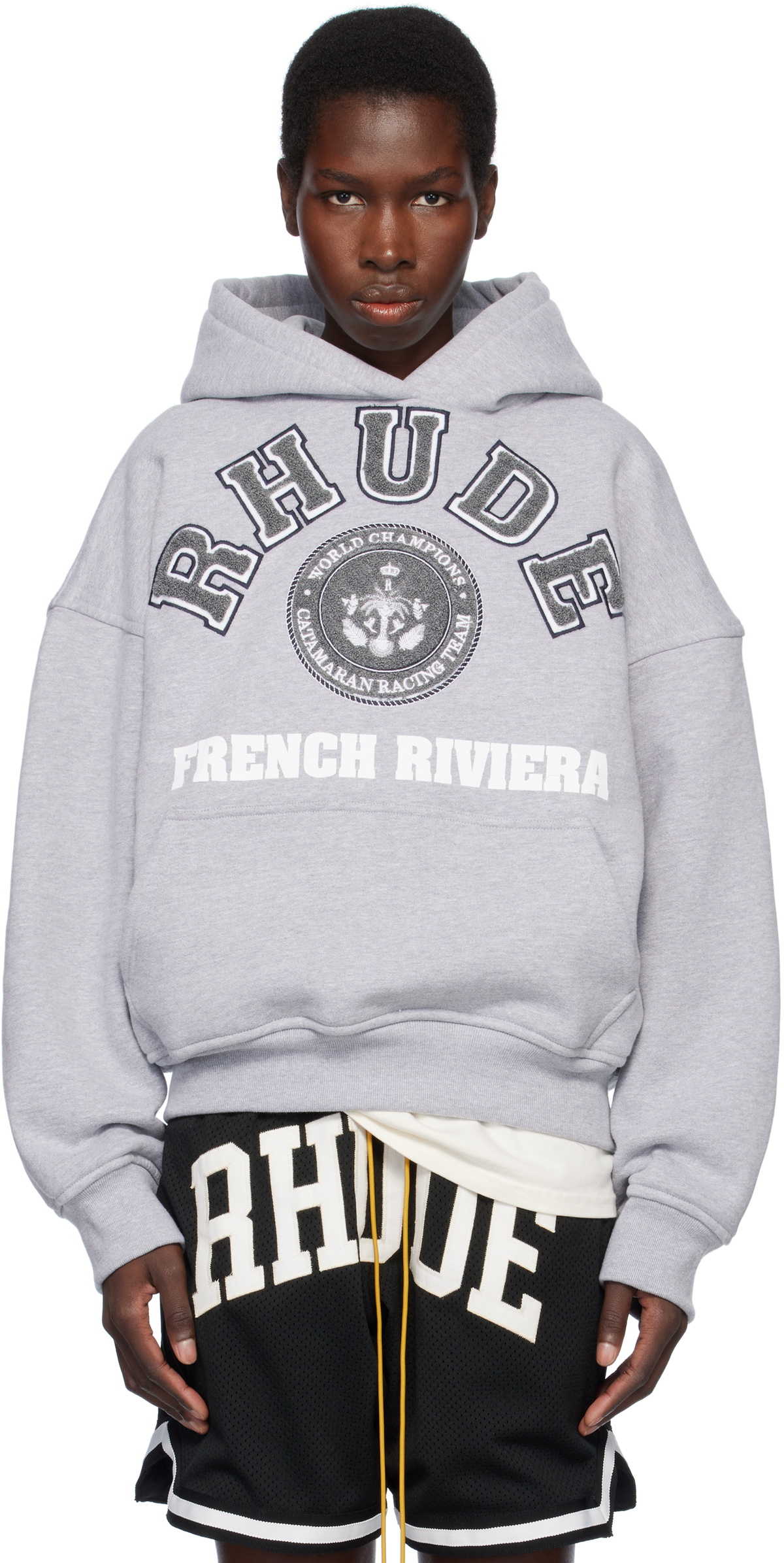 Rhude Gray 'Rhude French Riviera' Patch Hoodie Rhude