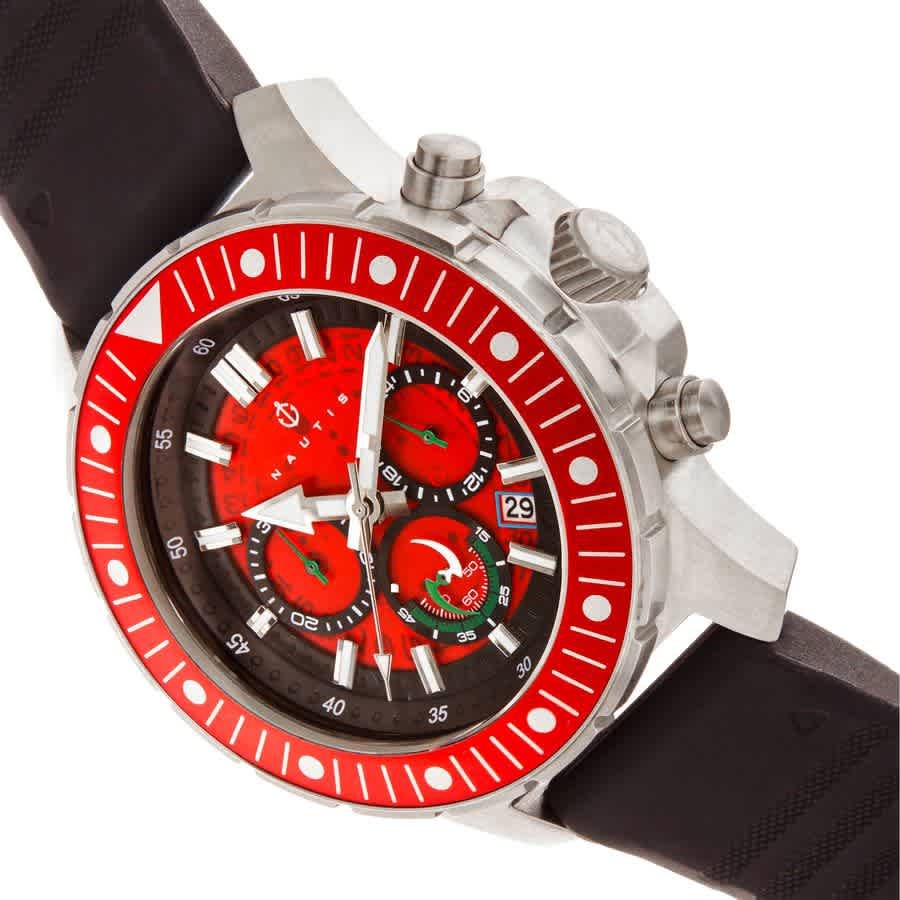 Nautis Caspian Chronograph Quartz Red Dial Mens Watch 21227G-D Nautis