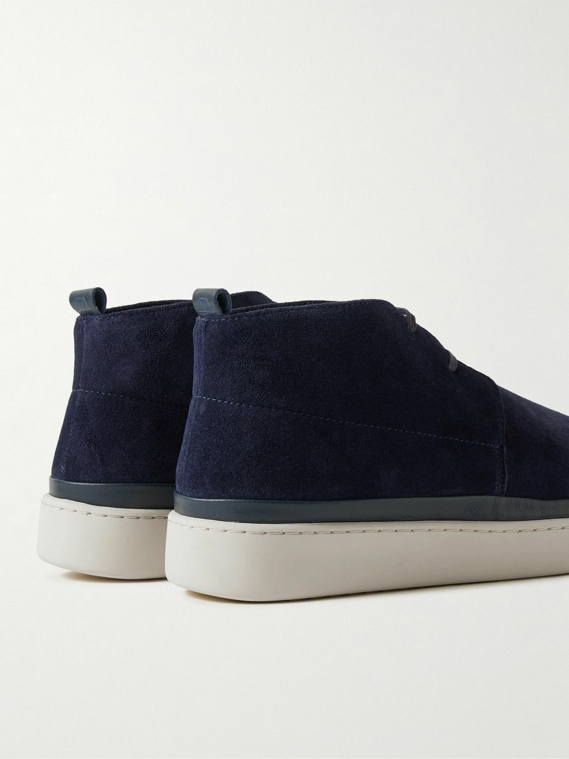 Mulo - Leather-Trimmed Waxed-Suede Chukka Boots - Blue Mulo