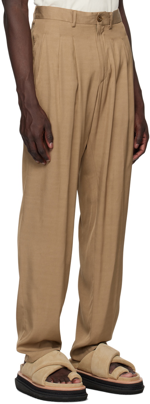 4SDESIGNS Khaki Triple Pleat Trousers 4SDESIGNS