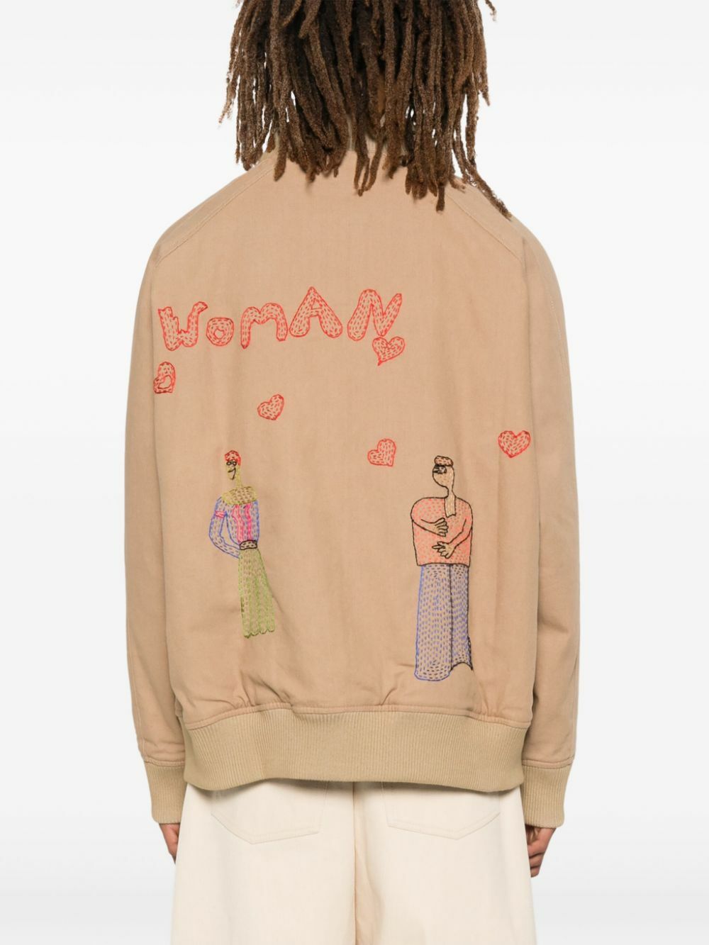Glass Cypress Neutral Woman-Embroidered Bomber Jacket Glass Cypress