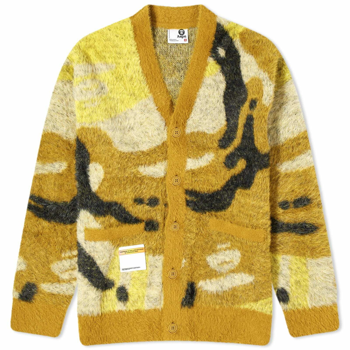 Men's AAPE Camo Cardigan in Yellow (Beige) AAPE by A Bathing Ape