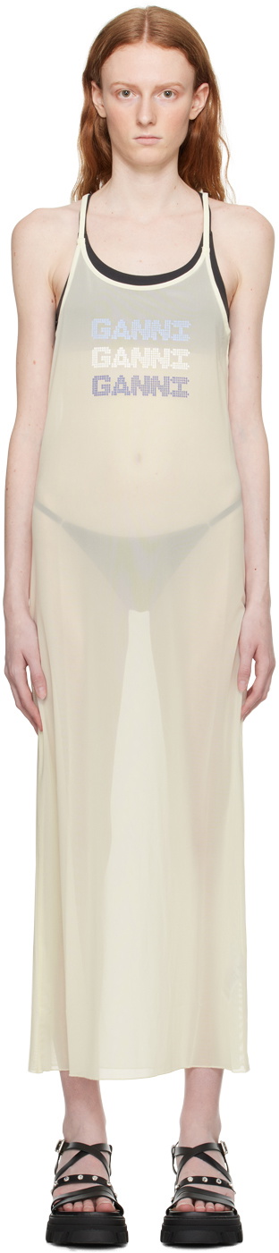 GANNI Off-White Semi-Sheer Maxi Dress GANNI