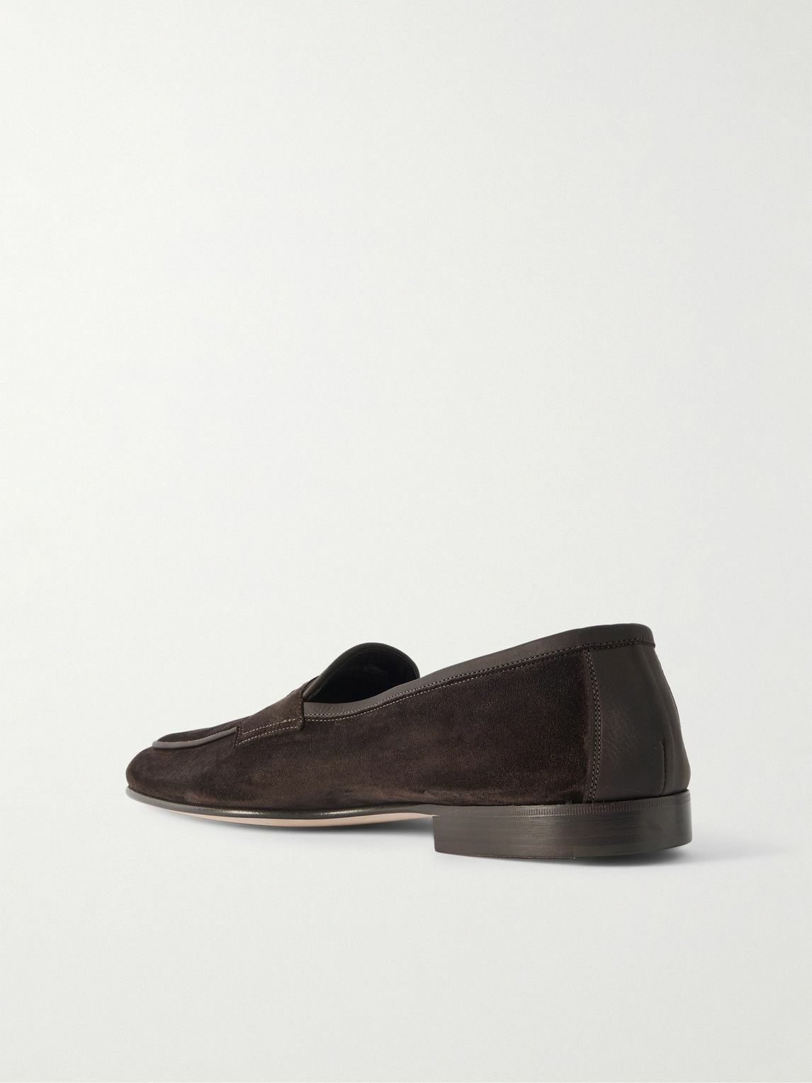 Edward Green - Polperro Leather-Trimmed Suede Penny Loafers - Brown ...