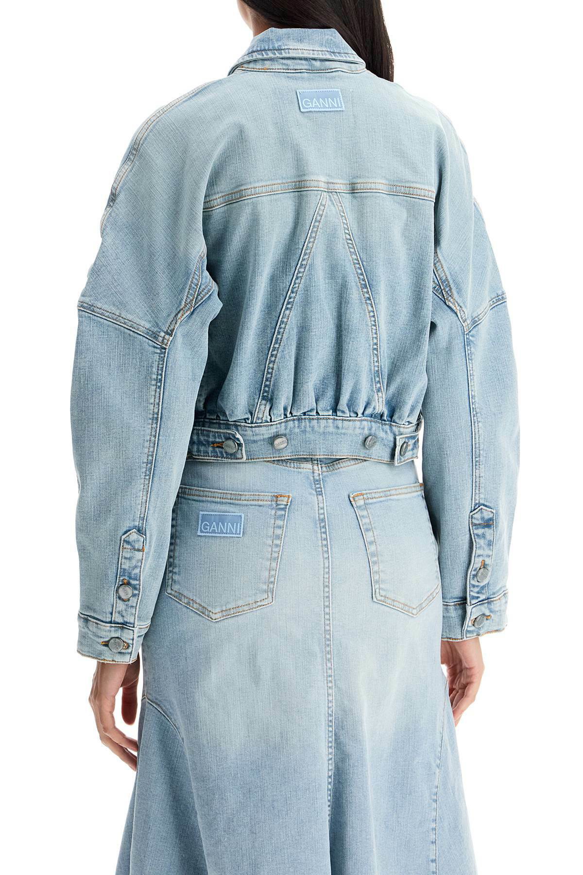 GANNI stretch denim bomber jacket in 8 Blue GANNI