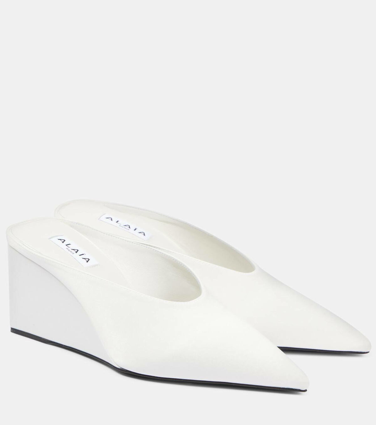 Alaïa Cube Pointy 75 satin wedges ALAÏA