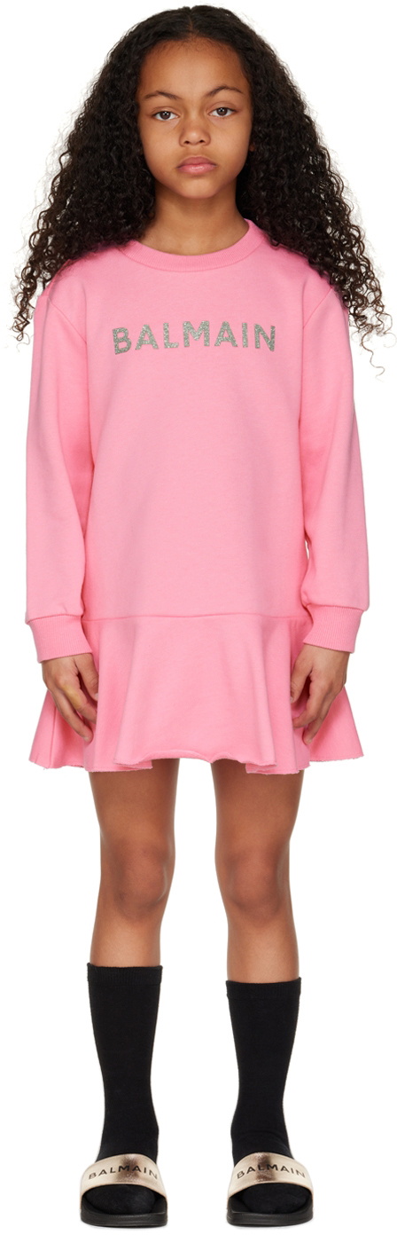Balmain Kids Pink Crewneck Dress Balmain