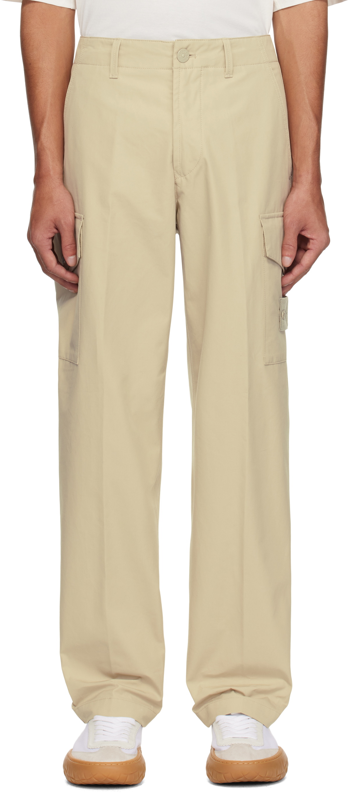 Stone Island Beige Weatherproof Cotton Canvas Ghost Cargo Pants Stone ...