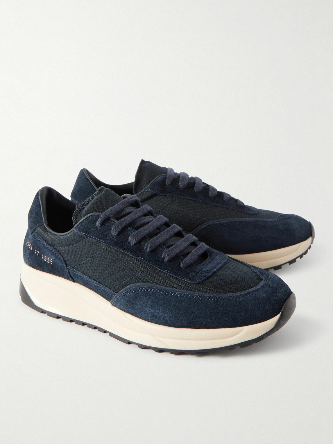 Common Projects - Track 80 Leather-Trimmed Suede and Ripstop Sneakers ...