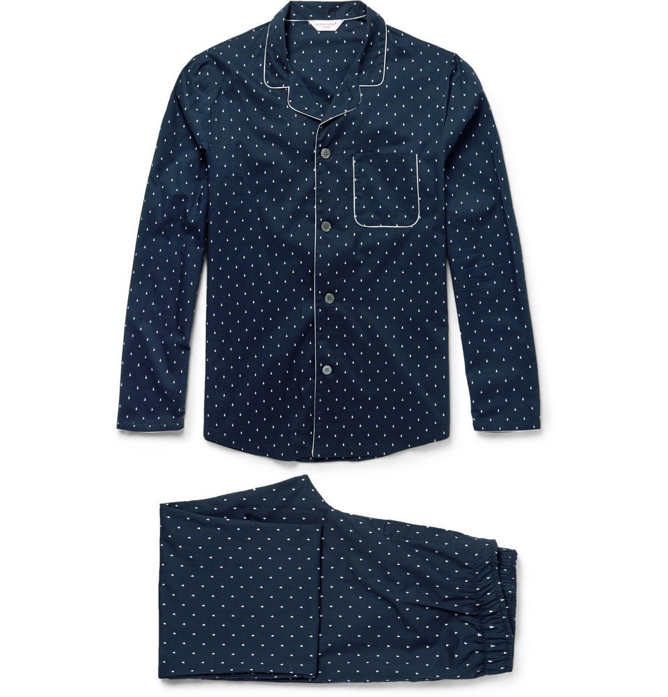 Derek Rose - Nelson Printed Cotton Pyjama Set - Men - Navy Derek Rose