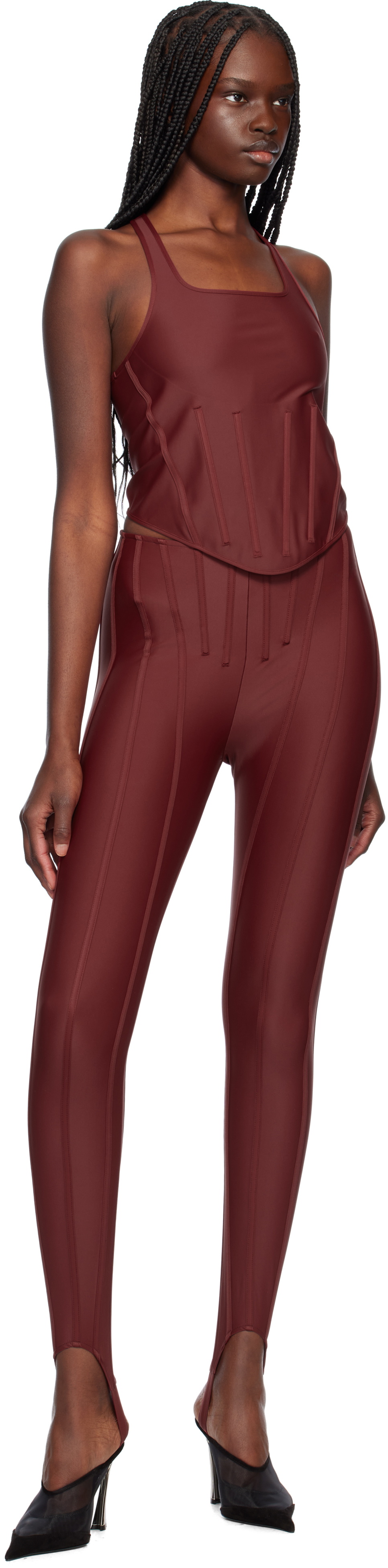 Mugler Red Corseted Tank Top Mugler