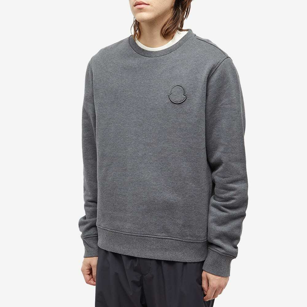 Moncler Men's Embroidered Outline Logo Crew Sweat in Grey Moncler