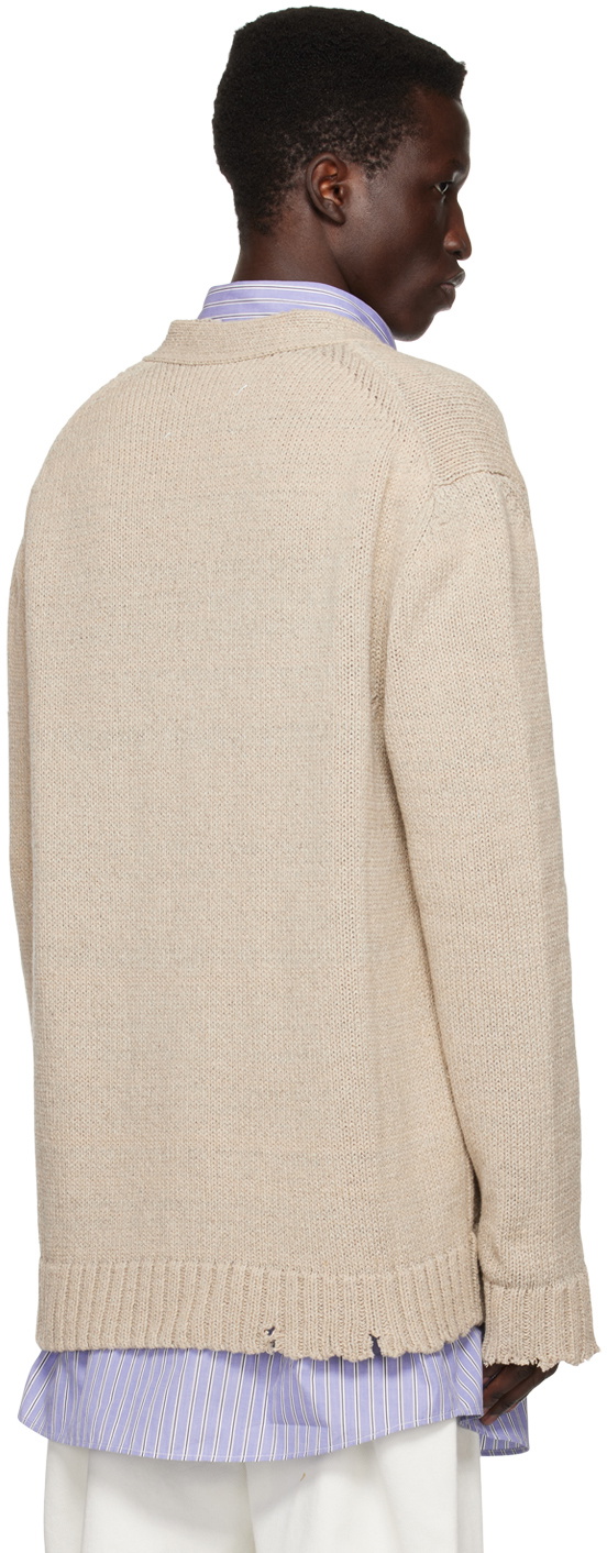 Maison Margiela Beige Distressed Cardigan Maison Margiela