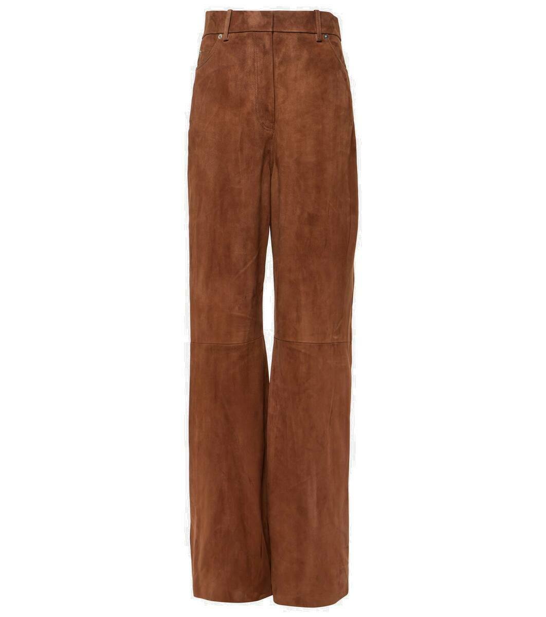 Loewe High-rise suede wide-leg pants Loewe