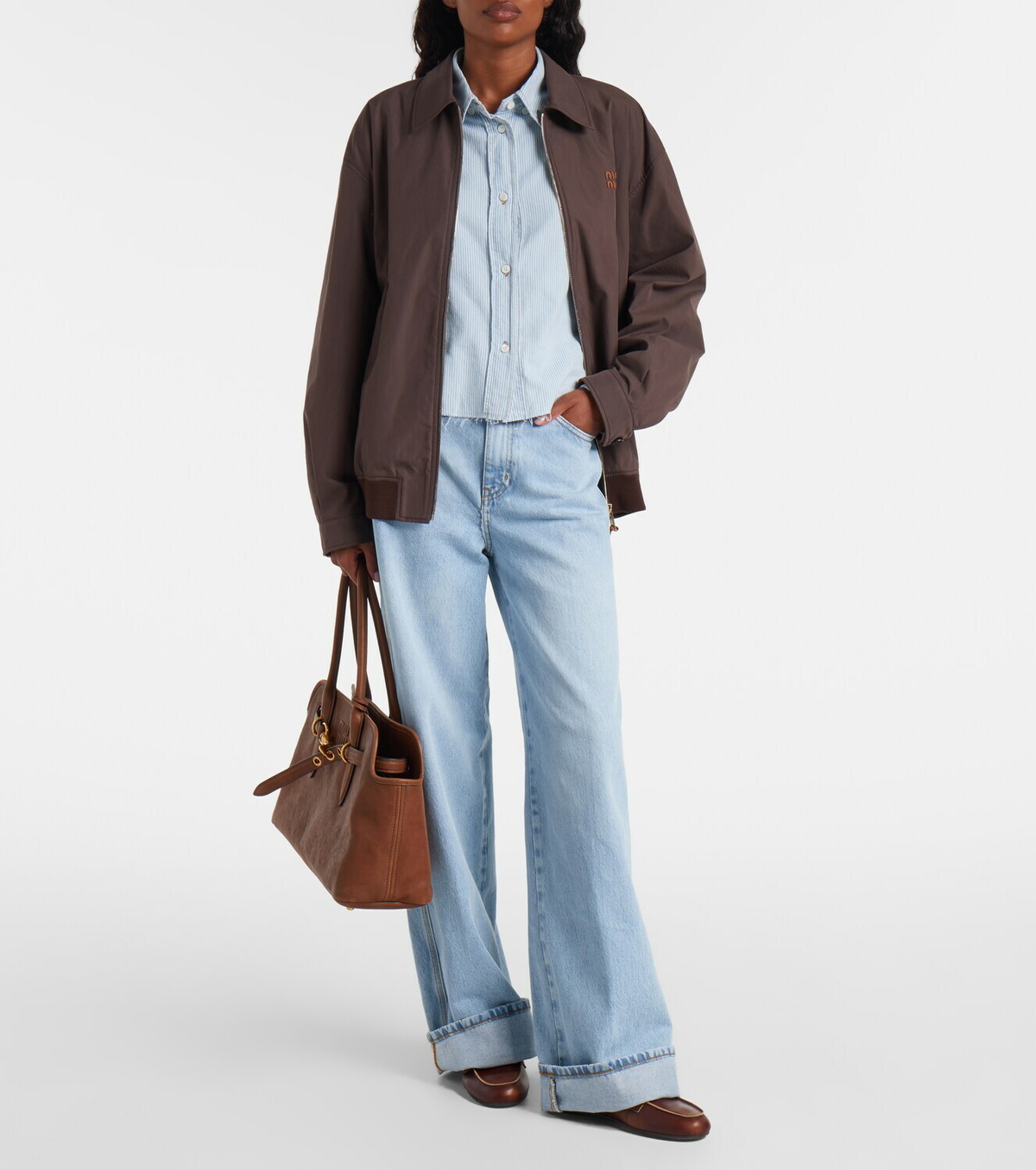 Frame The Cuffed Wide high-rise wide-leg jeans Frame Denim