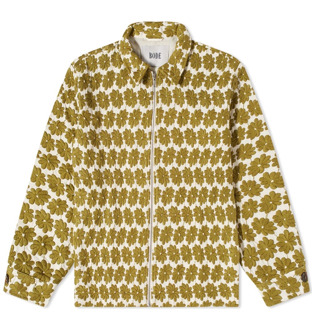 Bode Men's Green Chrysanthemum Jacket in Green/Cream Bode