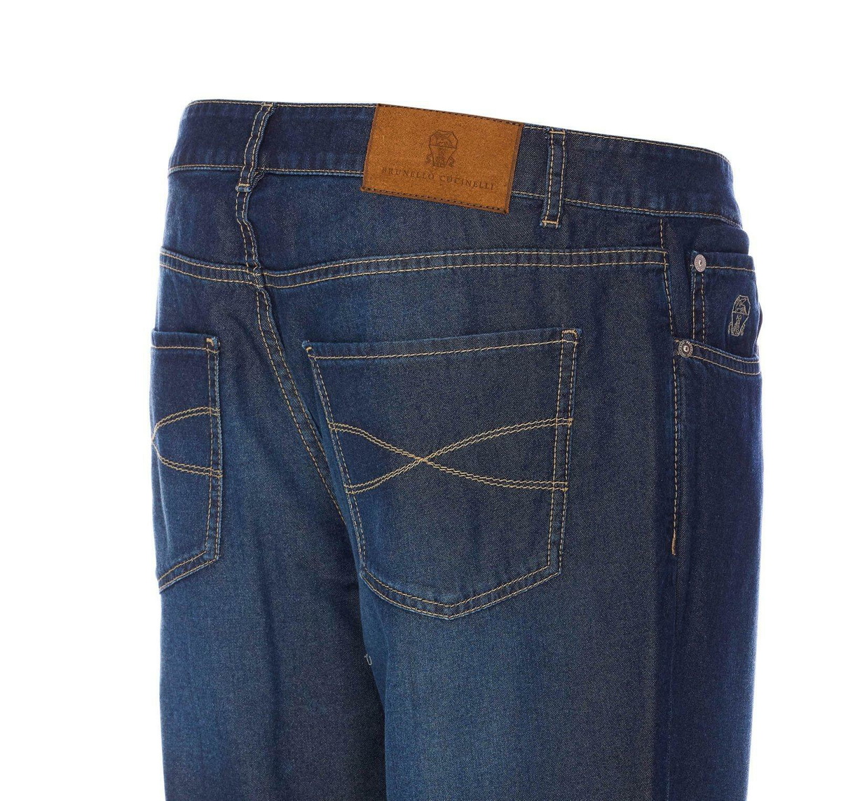Brunello Cucinelli Logo Patch Turn-up Hem Jeans Brunello Cucinelli
