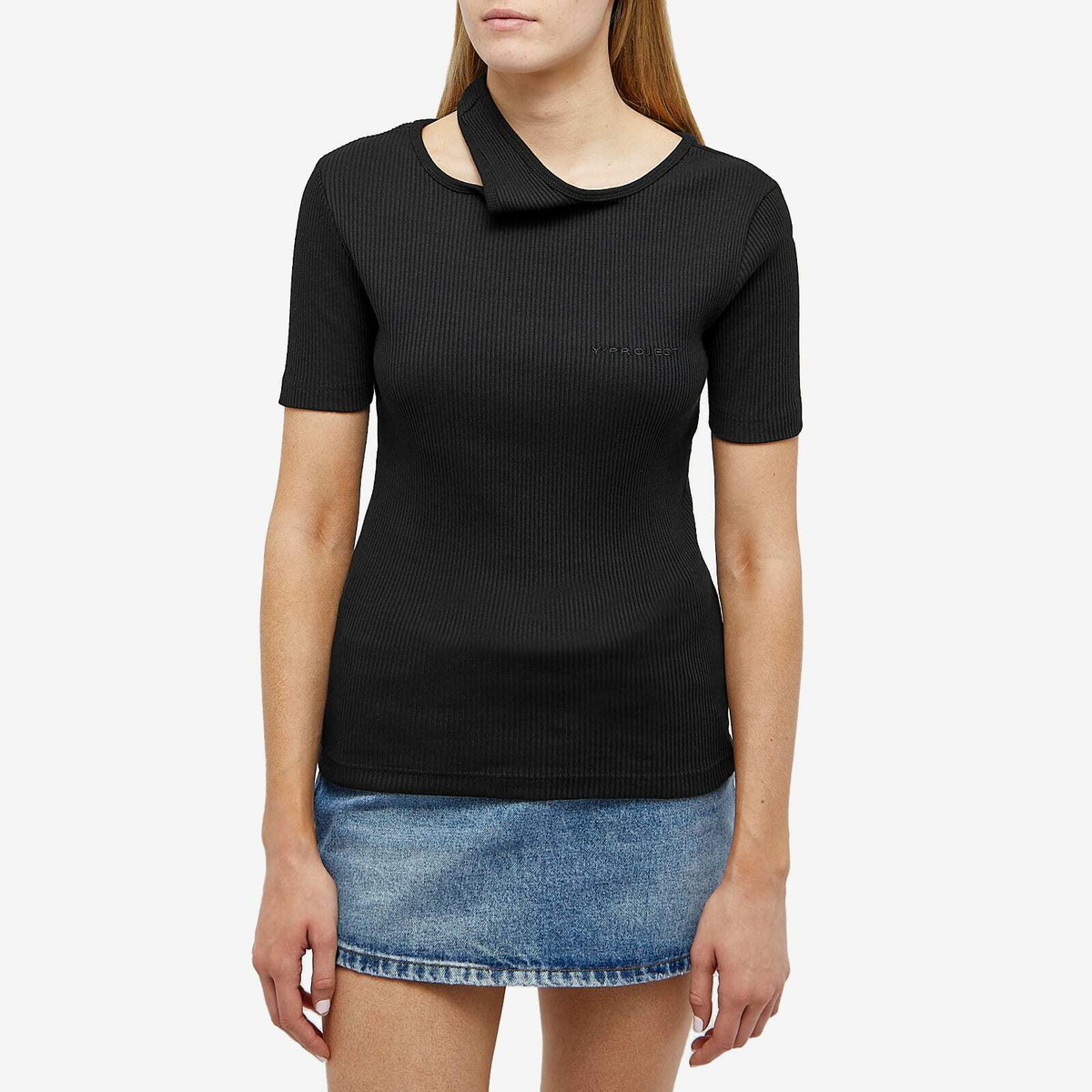 Y-Project Women's Classic Double Collar T-Shirt in Black Y/Project